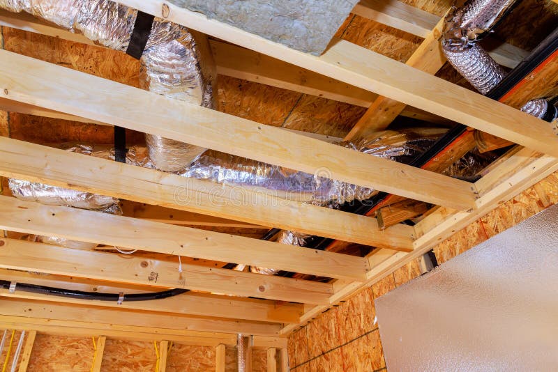 Construction of a Residential Ceiling with Exposed Ductwork and Framing ...