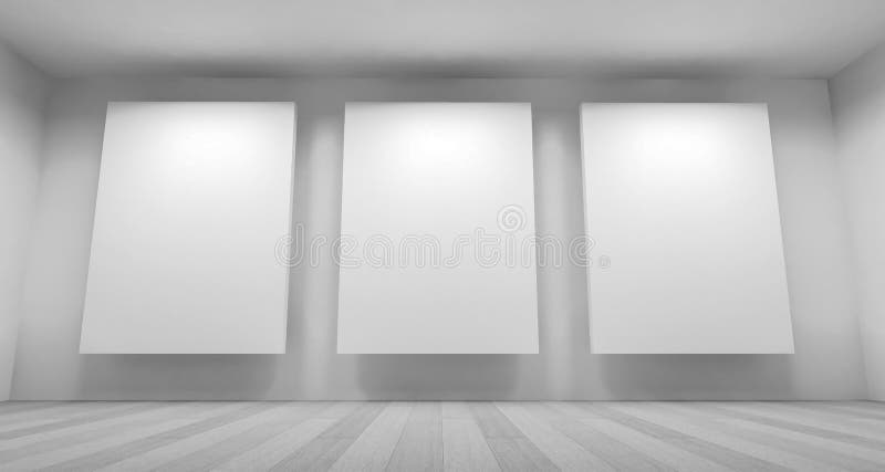 Exposition, Clean Art Gallery Space with Blank Frames on the Wall ...