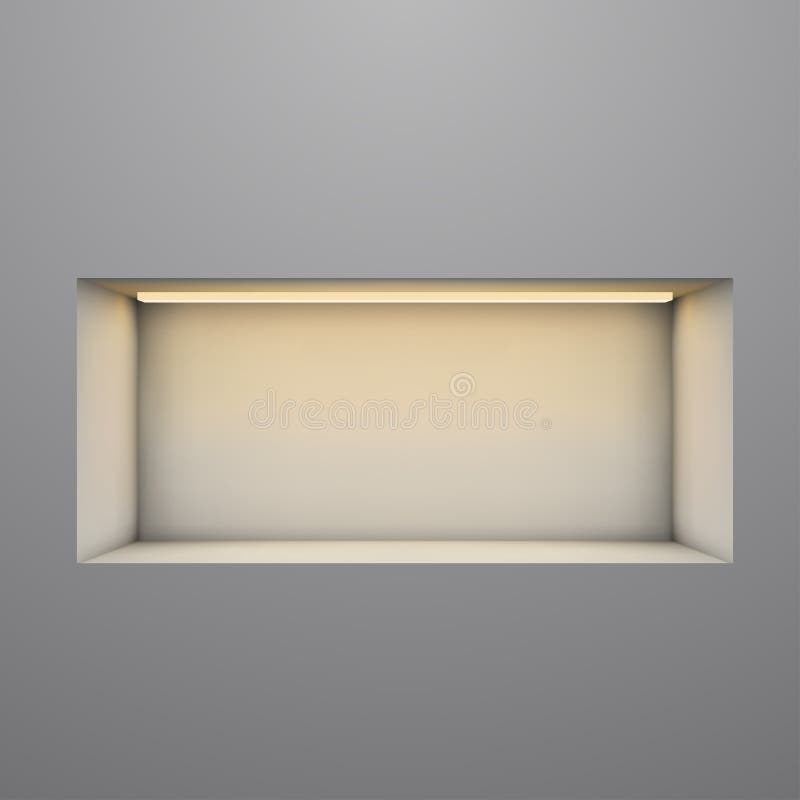 Exposition Shelf Illuminated with Warm Light. Stock Vector ...