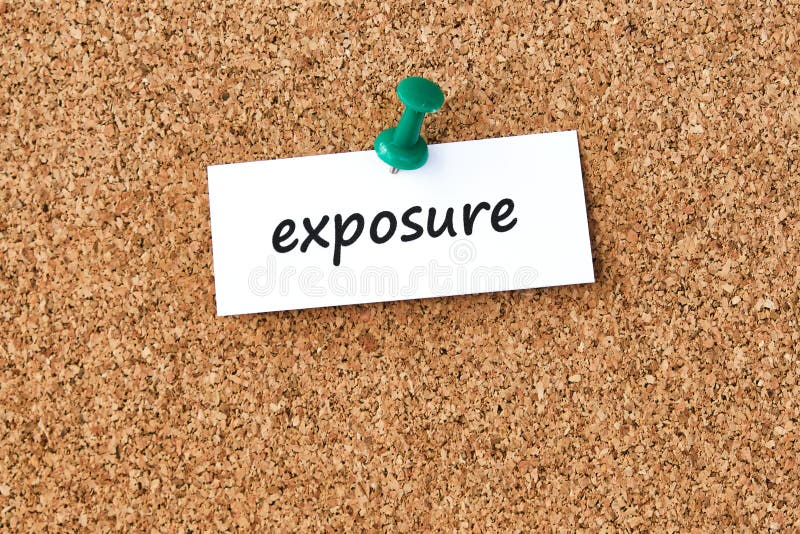 Exposure. Word Written on a Piece of Paper, Cork Board Background Stock ...