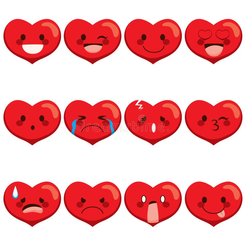 Expresiones De Emoji Del Corazón Ilustración del Vector - Ilustración ...