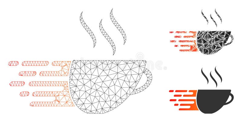Express Coffee Vector Mesh Wire Frame Model and Triangle Mosaic Icon ...