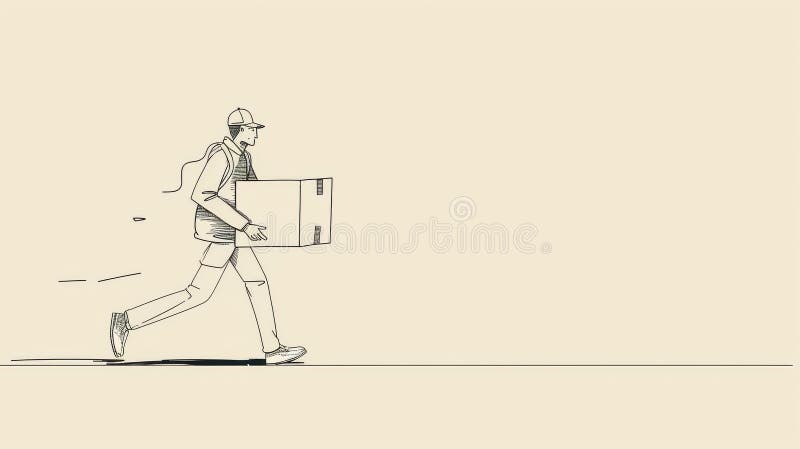 Express Courier Running with a Package in Minimal Digital Style Stock ...