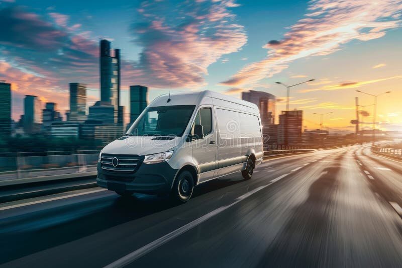 Express Courier Van on Motorway for Small Cargo Delivery To Urban Area ...