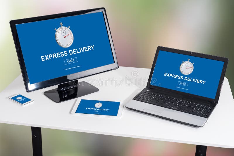 Express Delivery Concept on Different Devices Stock Image - Image of ...