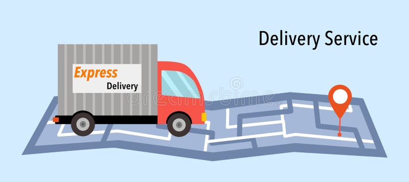 Express Delivery Concept. Fast Delivery Service Design with Map ...