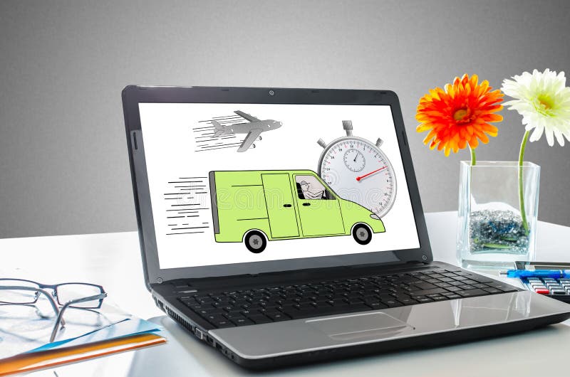 Express Delivery Concept on a Laptop Screen Stock Photo - Image of time ...