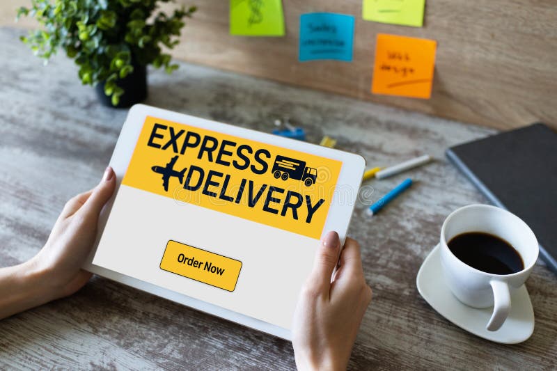 Express Delivery Form on Screen, Transportation and Logistic Concept ...