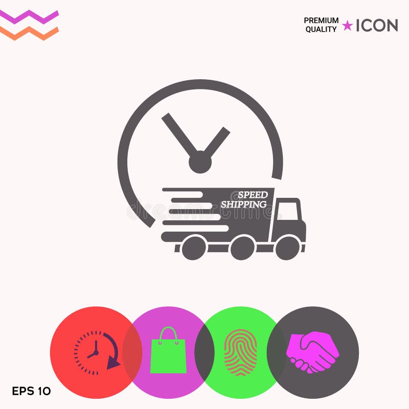 Express Delivery Icon. Delivery Car with Watch Stock Vector ...