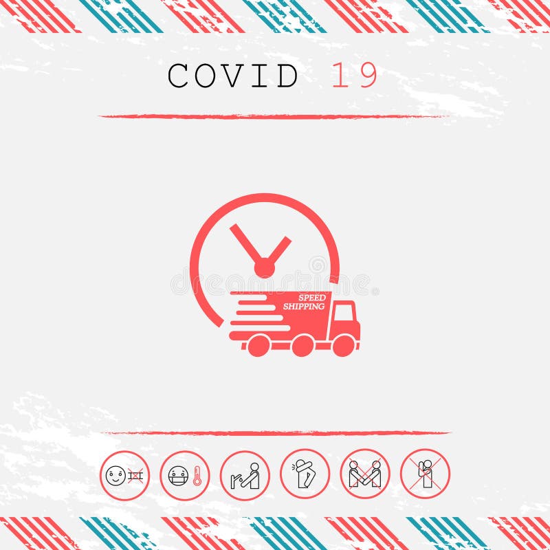 Express Delivery Icon. Delivery Car with Watch Stock Illustration ...