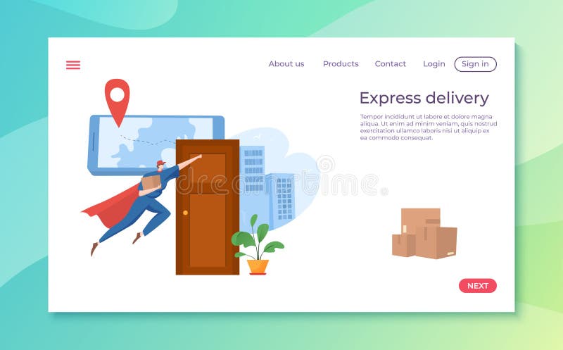 Express Delivery Internet Web Page Landing, Online Site Mail Supply ...