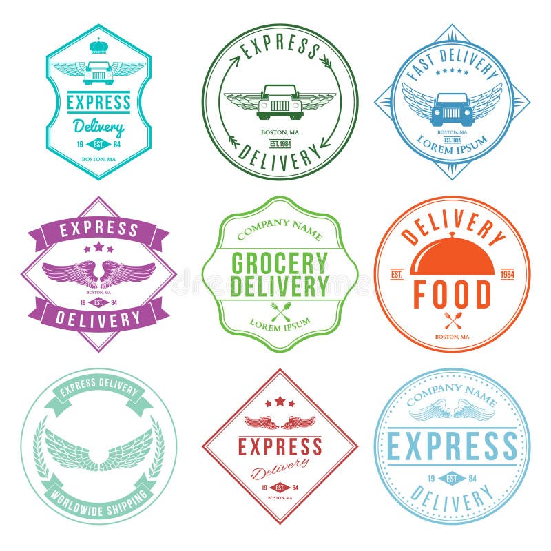 Express Delivery Label and Badges Design Elements Vector Stock Vector ...