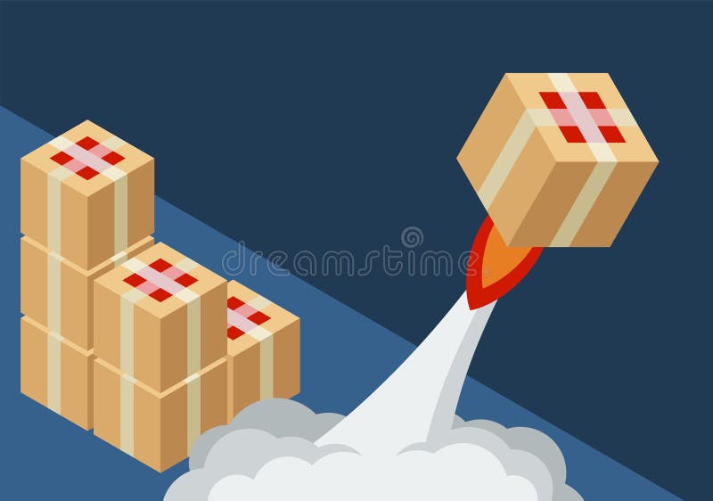 Express Delivery - Launch of Parcel Box As Rocket Stock Vector ...