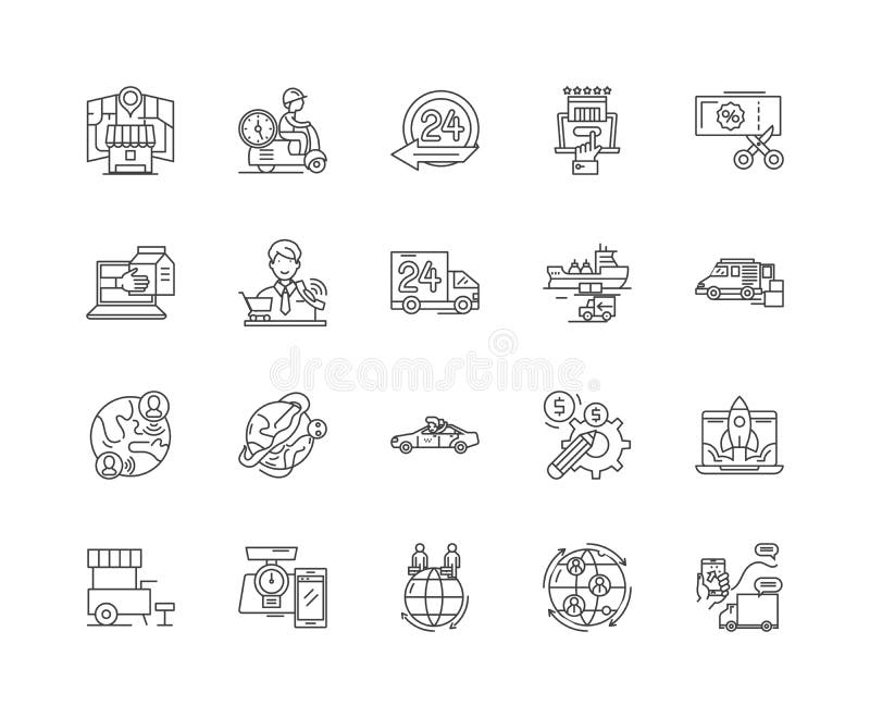 Express Delivery Line Icons, Signs, Vector Set, Outline Illustration ...