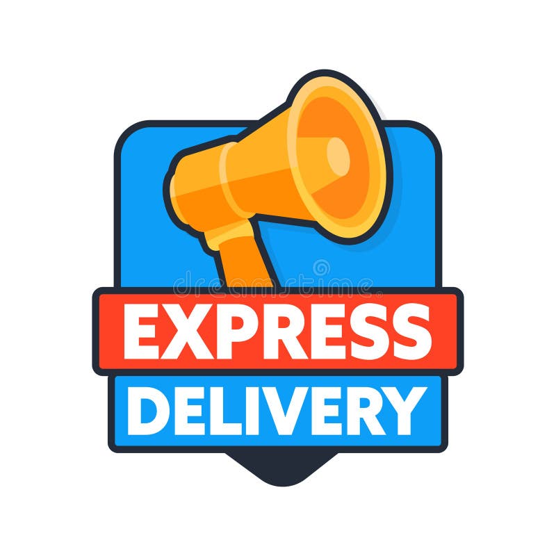 Express Delivery Logo Featuring Megaphone Making an Announcement Stock ...