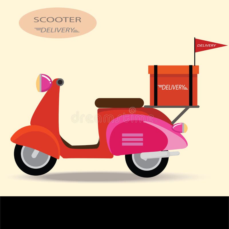 Express Delivery By Motorcycle Or Scooter Flat Style Logo Design Vector ...