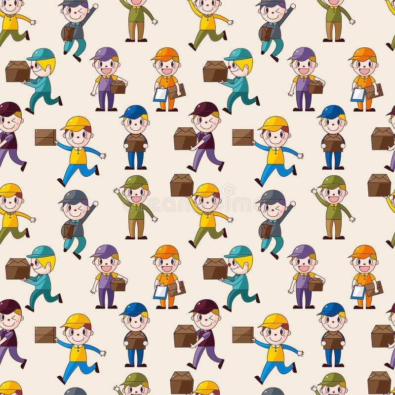 Express Delivery People Seamless Pattern Stock Vector - Illustration of ...