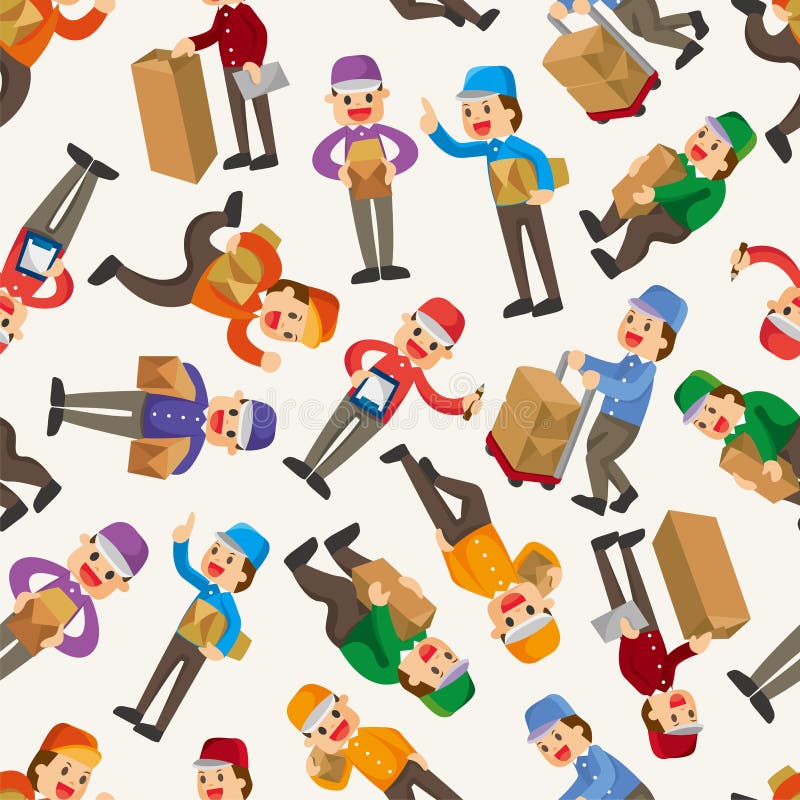 Express Delivery People Seamless Pattern Stock Vector - Illustration of ...