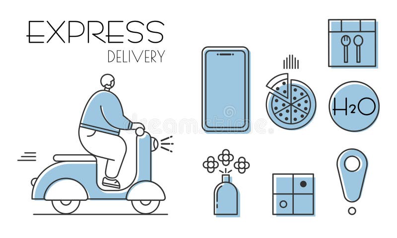 Express Delivery Ride Motorcycle Icon Symbol Set Stock Vector ...