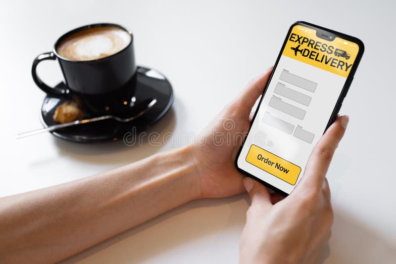 Express Delivery Service Application Form on Mobile Phone Screen. Free ...