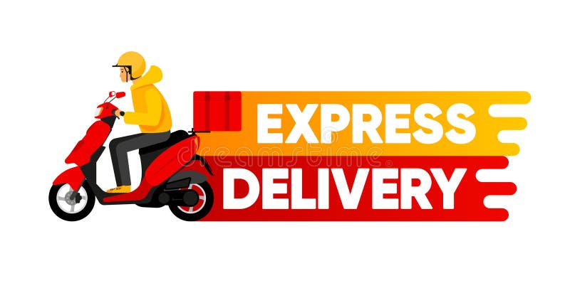 Express Delivery Service Concept. Courier and Fast Delivery Inscription ...