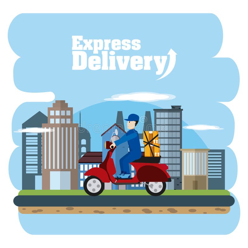 Express delivery service stock illustration. Illustration of vector ...