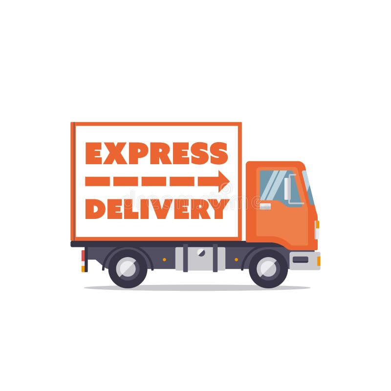 Express Delivery Truck Flat Design Vector Illustration Stock Vector ...