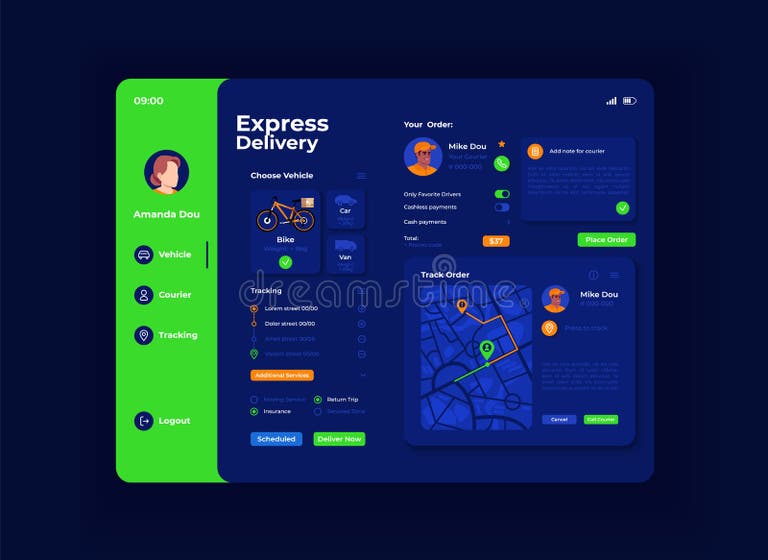 Express Shipping Tablet Interface Vector Template Stock Vector ...