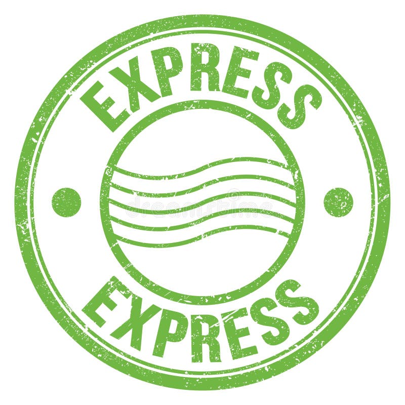 EXPRESS Text Written on Green Round Postal Stamp Sign Stock ...