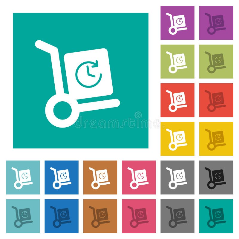 Express Up Parcel Delivery Solid Square Flat Multi Colored Icons Stock ...