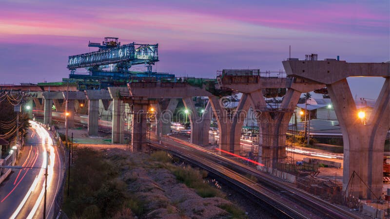 Express Way Construction Site Over Railroad Stock Image - Image of ...