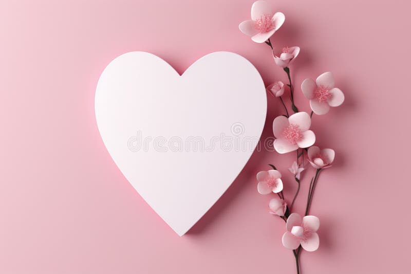 Express Your Affection with a Paper Card Featuring a Heart and Pink ...