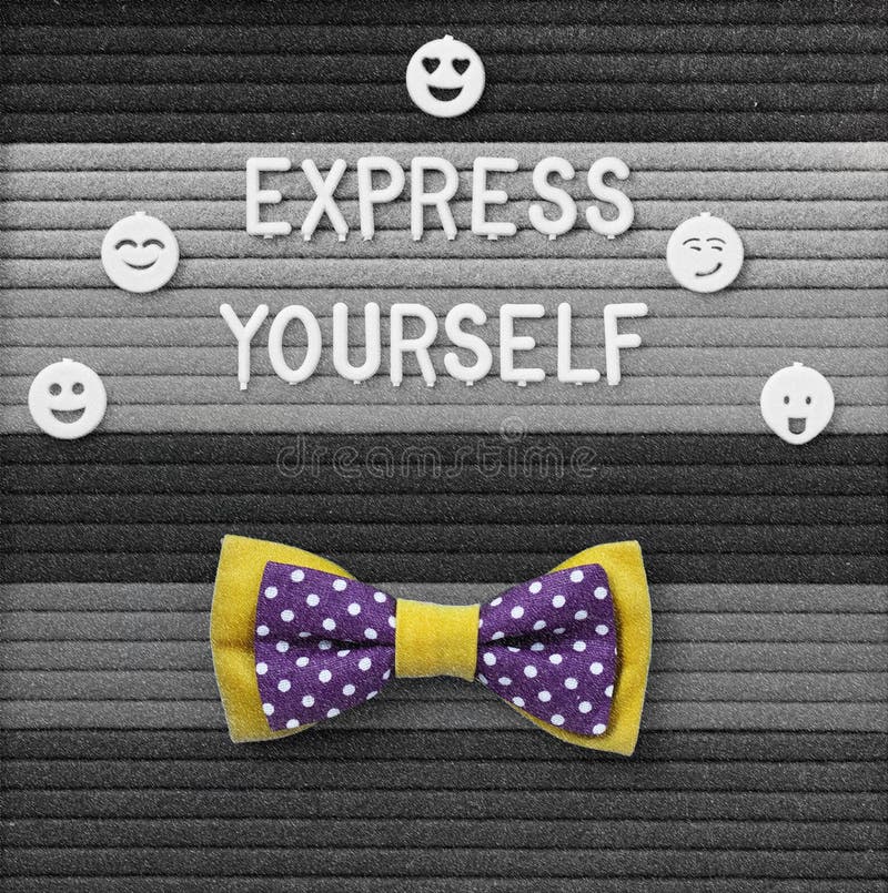 EXPRESS YOURSELF Composed on a Letter Board in Black and White Stock ...