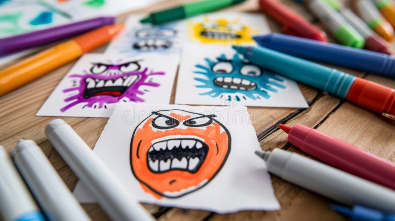 Expressing Emotions through Marker Art Stock Illustration ...