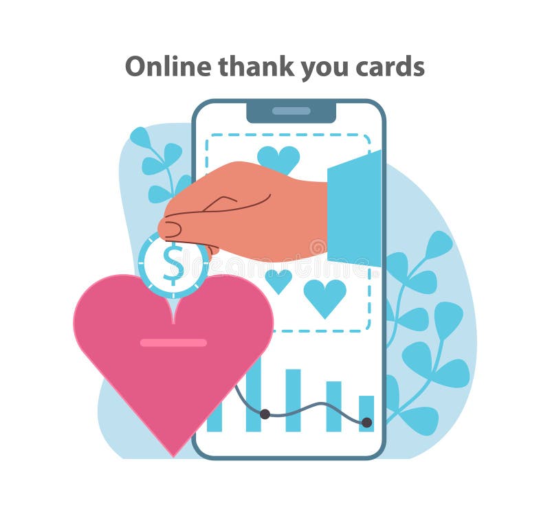 Expressing Gratitude Digitally Set. a Heartfelt Thanks through Online ...
