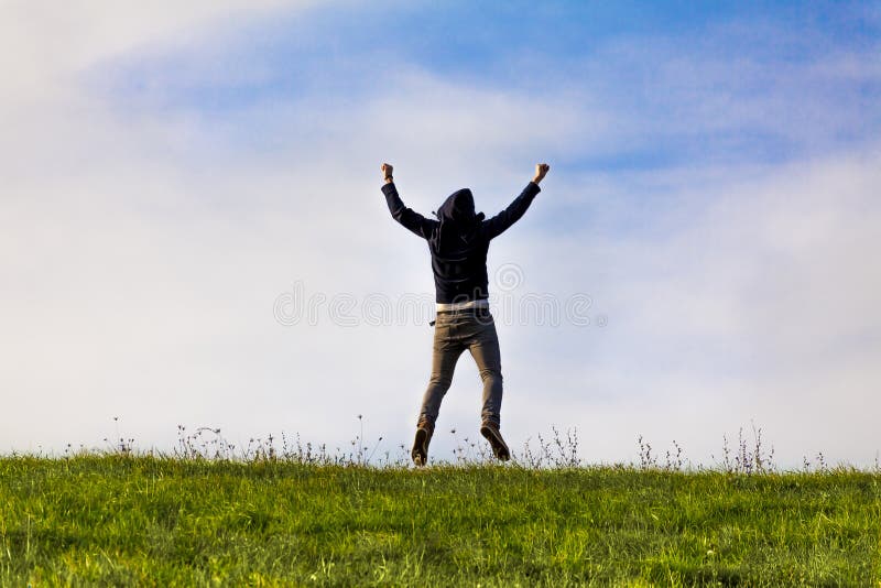 Expressing Joy outdoors stock image. Image of success - 84991901