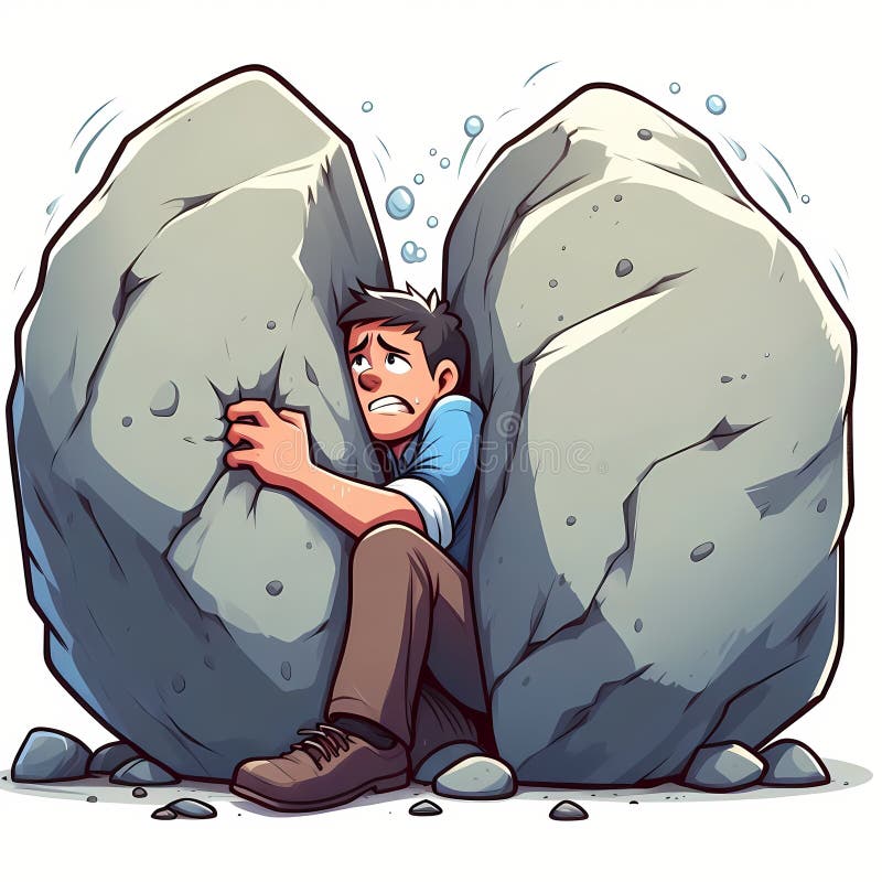 Expression "caught between a Rock and a Hard Place" Stock Illustration ...