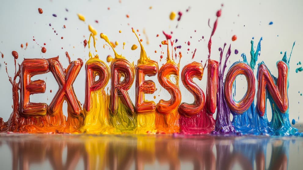 Expression in Color Vibrant Paint Splatter Forms the Word EXPRESSION on ...