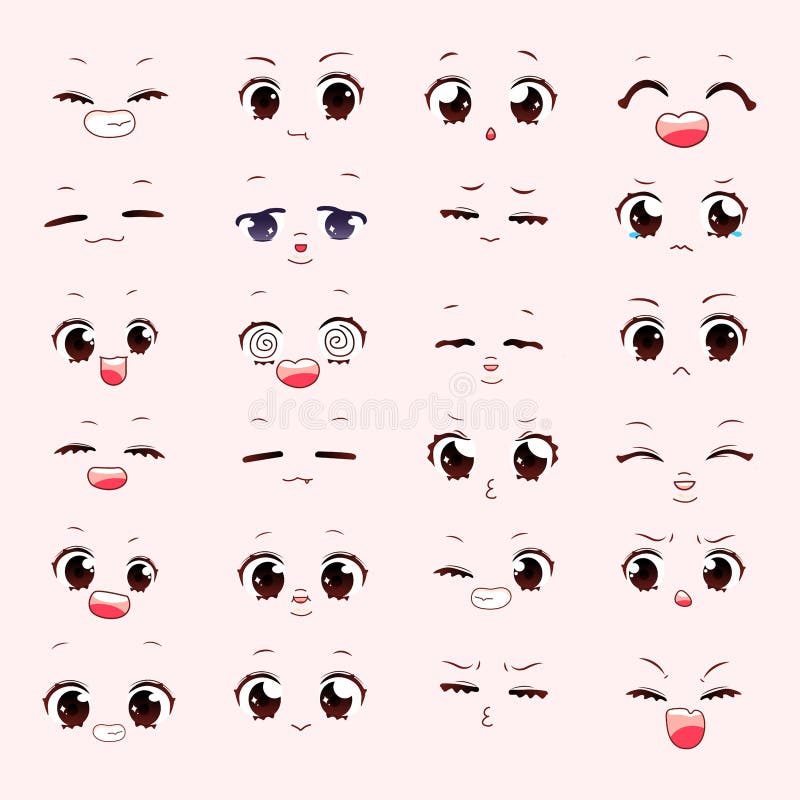 Expression of Emotion Concept Set. Cartoon Illustration Emotion Face of ...