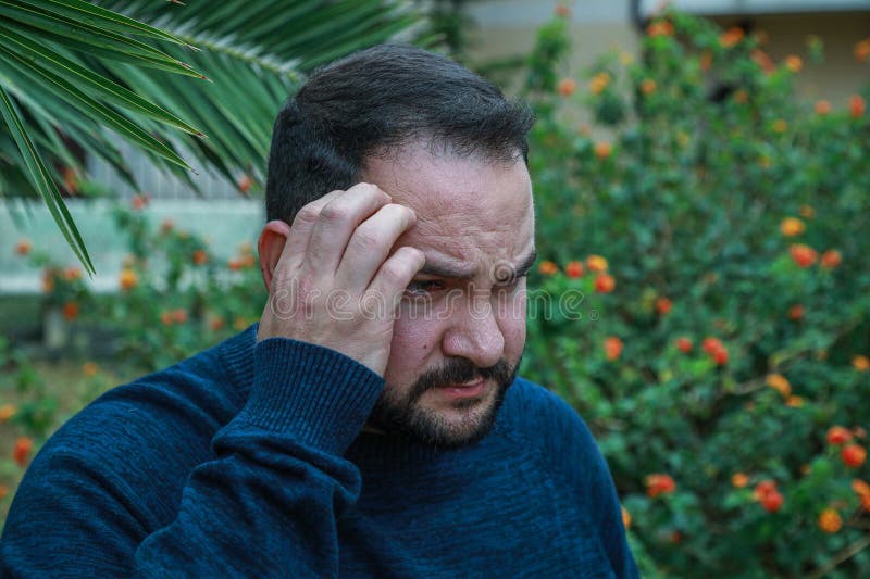 Stress Brings Headache and Pain To a Man Stock Photo - Image of anxious ...