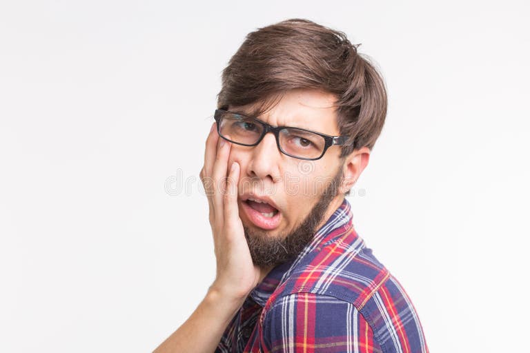 Expression and Gesture Concept - Handsome Man with Awkward Face Stock ...