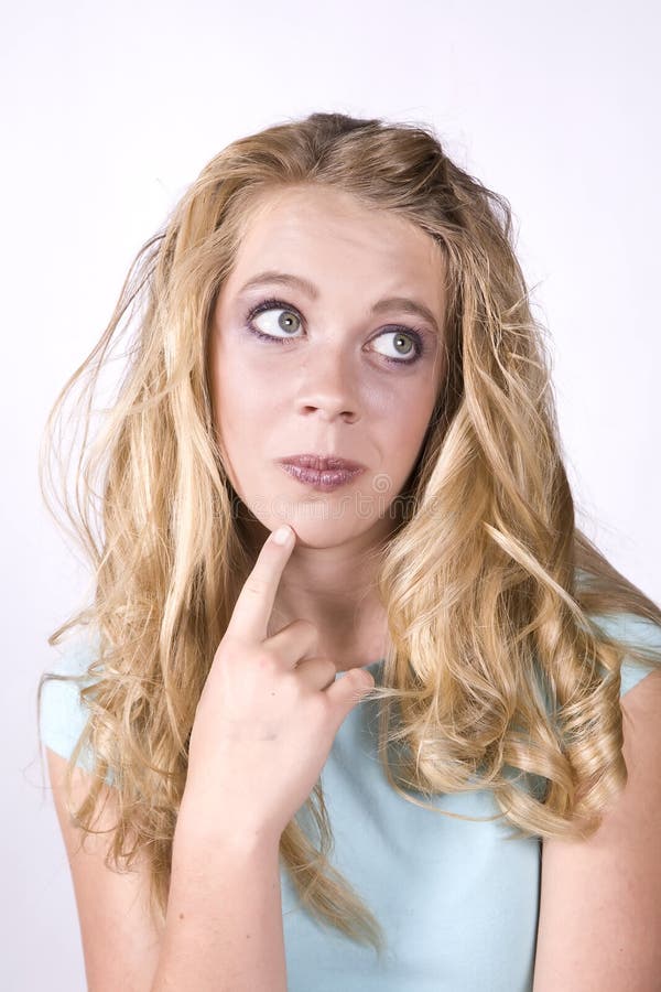 Expression girl thinking stock photo. Image of lips, head - 11455510