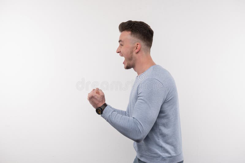 Emotional Nice Man Feeling Overwhelmed Stock Image - Image of facial ...