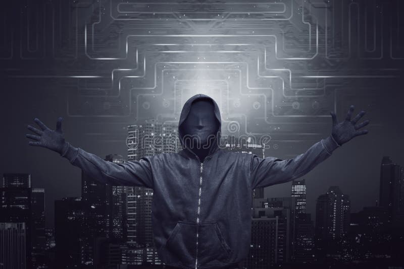 Expression Hooded Man Wearing Mask with Open Arm Stock Photo - Image of ...