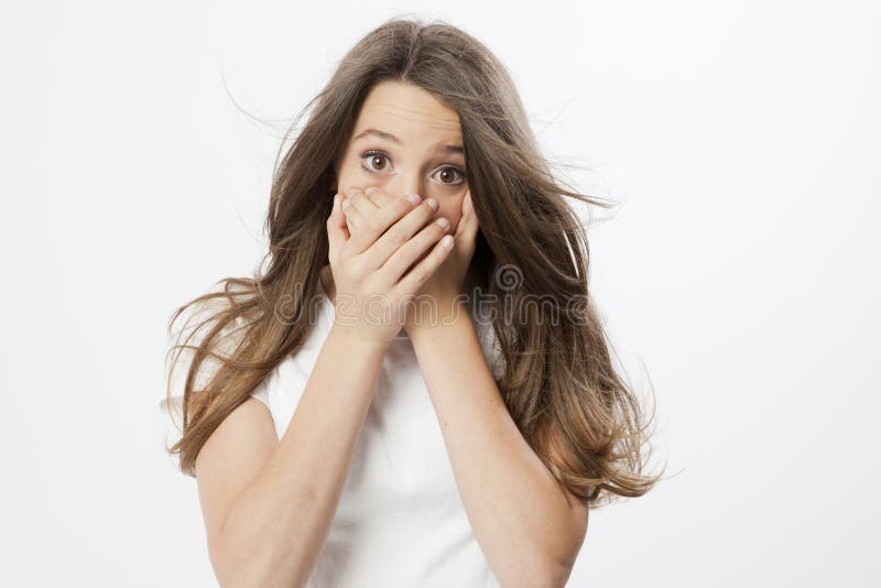 Expression of a Real Young Girl Stock Photo - Image of cheer, fear ...