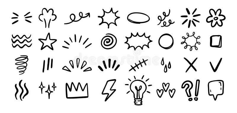 Expression Sign Hand Drawn Doodle Set for Concept Design. Expression ...