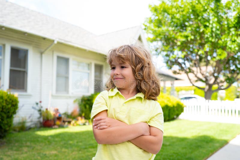 Expression on Smart Face Thinking Serious. Kids Funny Face. Stock Image ...