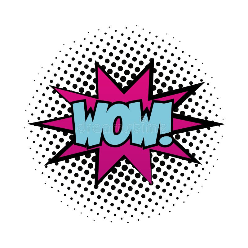 Expression Splash with Wow Word Pop Art Fill Style Stock Vector ...