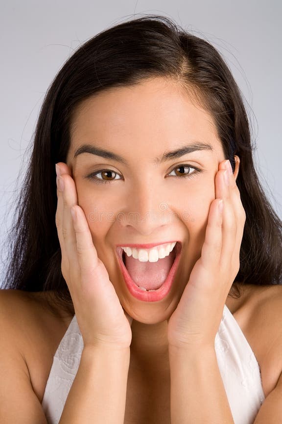 Expression of a Woman Winning Something Big Stock Image - Image of ...