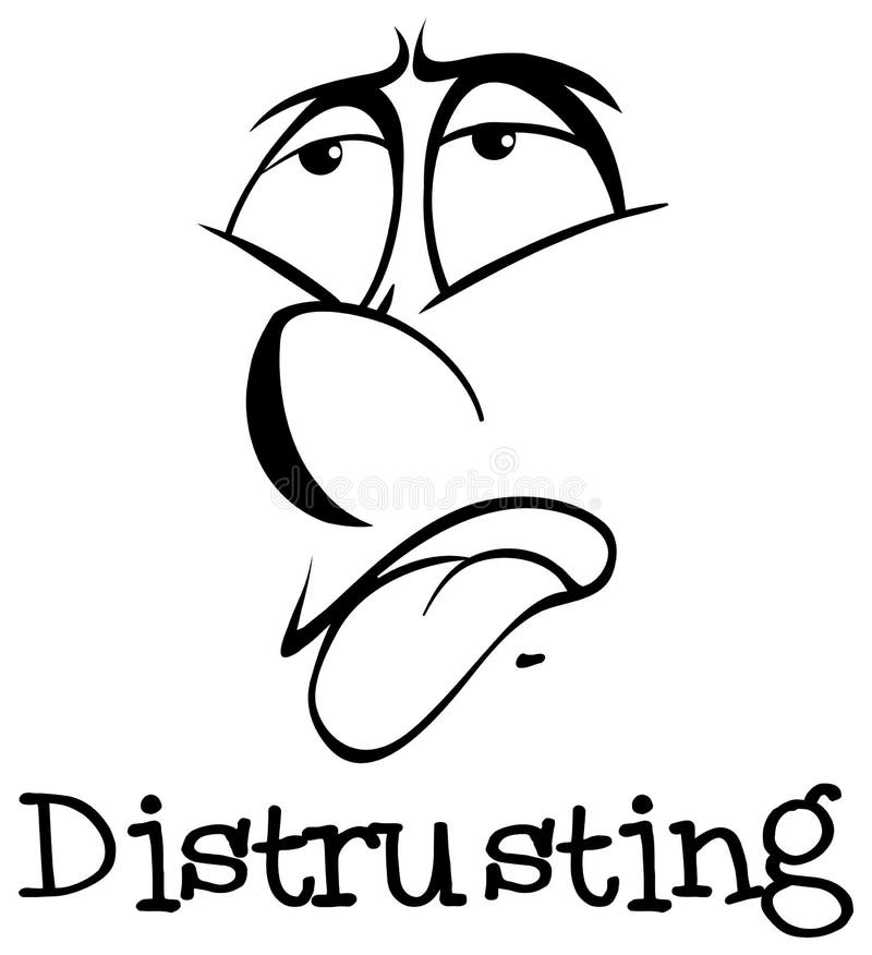 Expression Wordcard for Distrusting Stock Illustration - Illustration ...